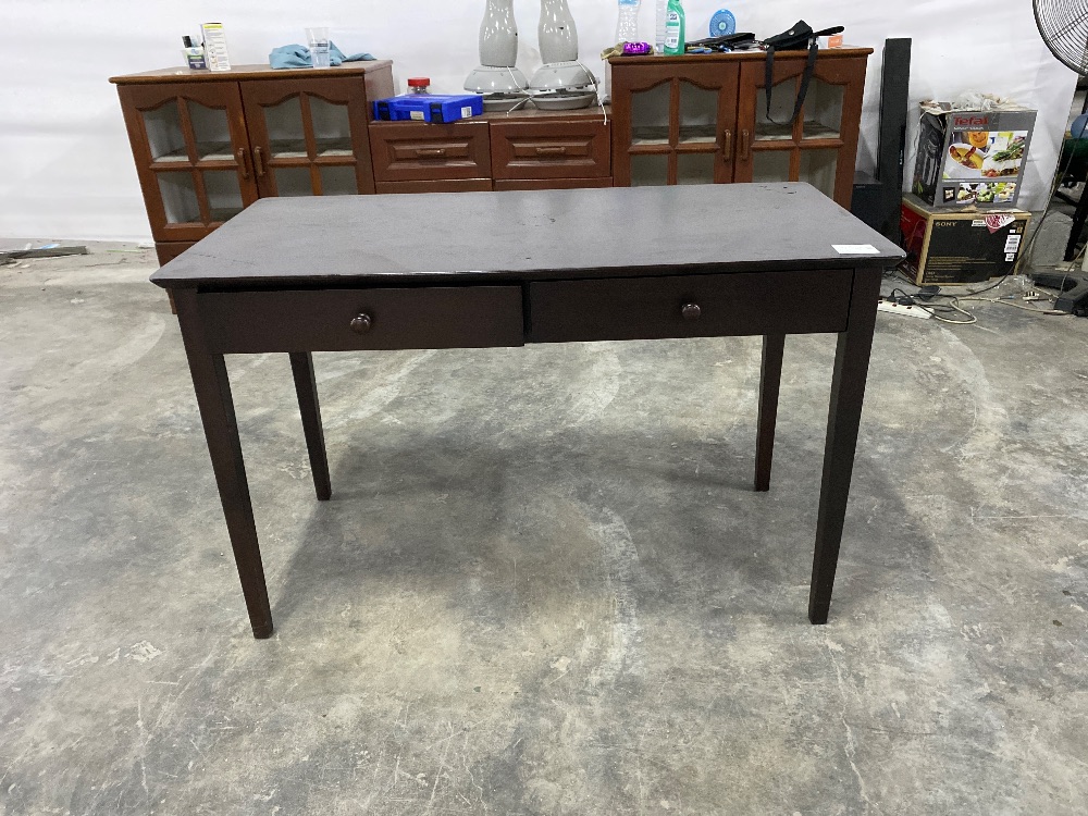 Wooden Study Desk with 2 Drawer Dark Brown Colour / Meja Belajar Kayu ...