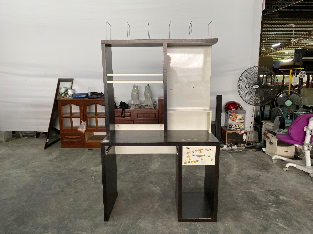 Wooden Working Desk with Shelf / Meja Kerja Kayu dengan Rak - Unearth Store