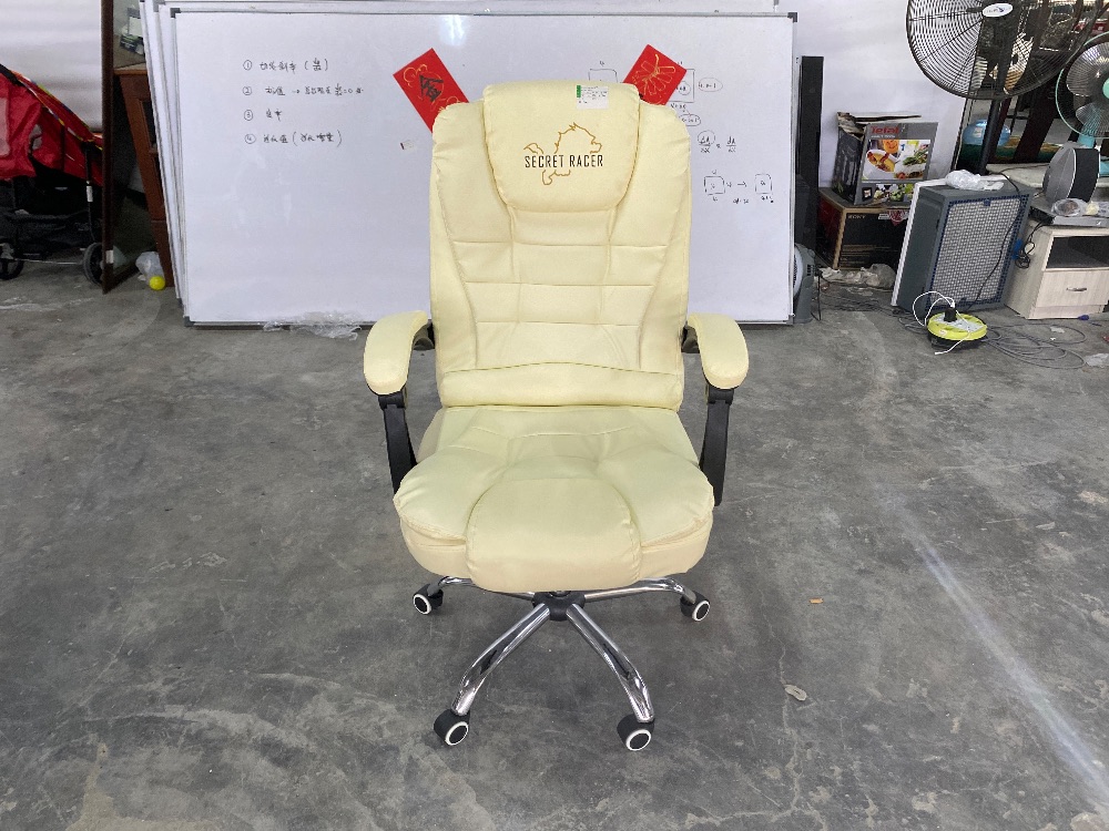 SECRET RACER Leather Office Chair with Armrest White Colour / Kerusi ...