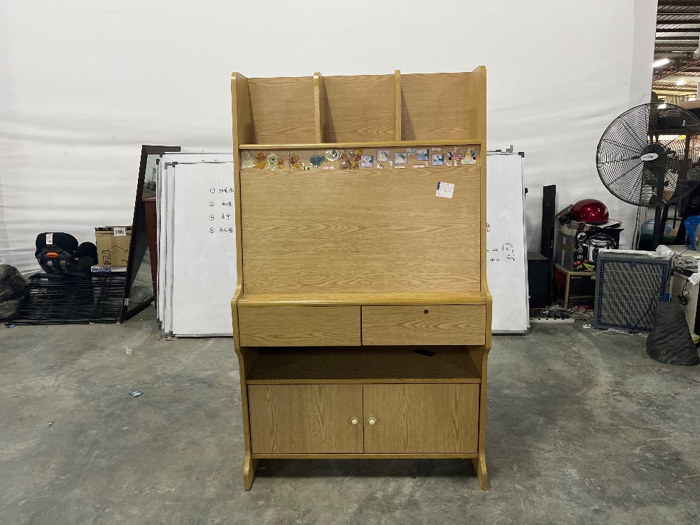 Wooden Large Study Desk with Shelf / Meja Belajar Kayu Besar dengan Rak ...