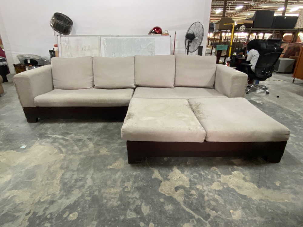 4 Seater L-Shape Fabric Sofa / Sofa Fabrik Bentuk L 4 Tempat Duduk ...