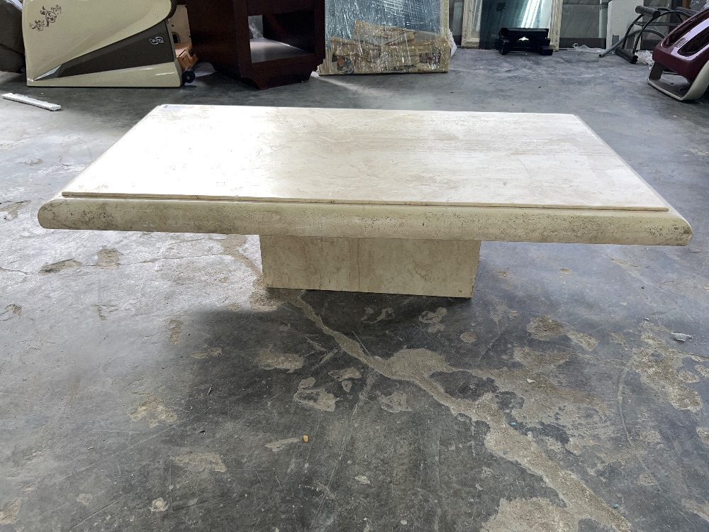 Rectangular Stone Coffee Table White Colour / Meja Kopi Batu Segi Empat ...