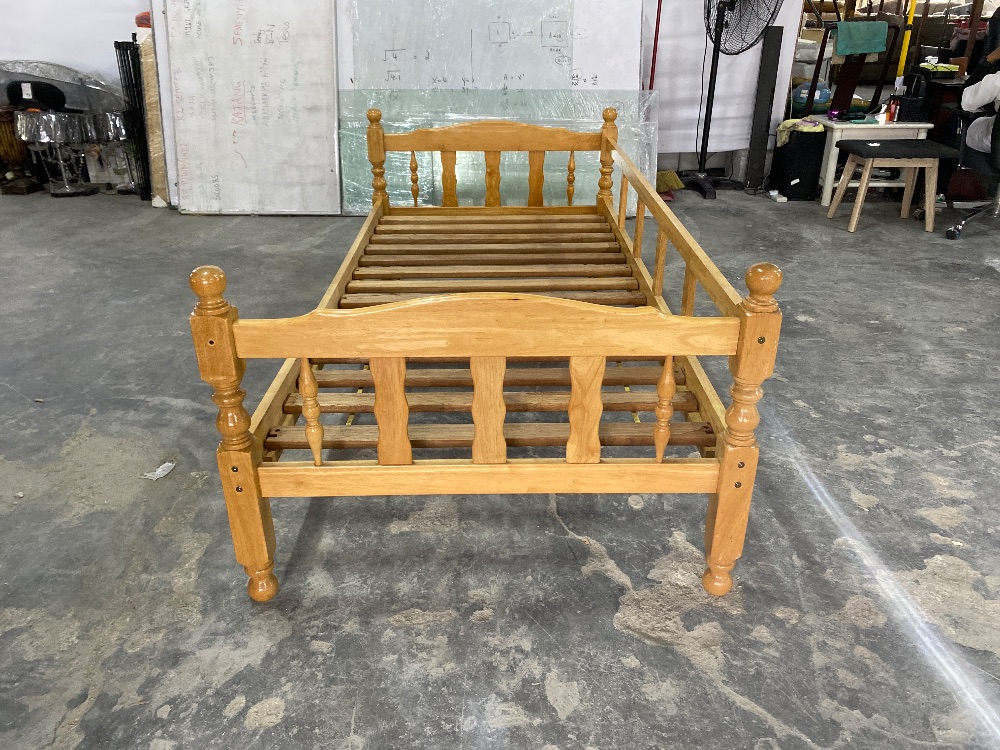 Wooden Single Size Bed Frame Light Brown Colour / Rangka Katil Saiz ...