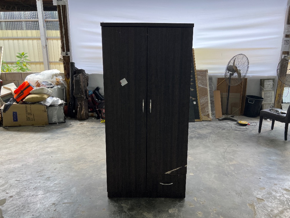 Modern Wooden 2-door Wardrobe / Almari Pakaian 2 pintu Kayu Moden ...