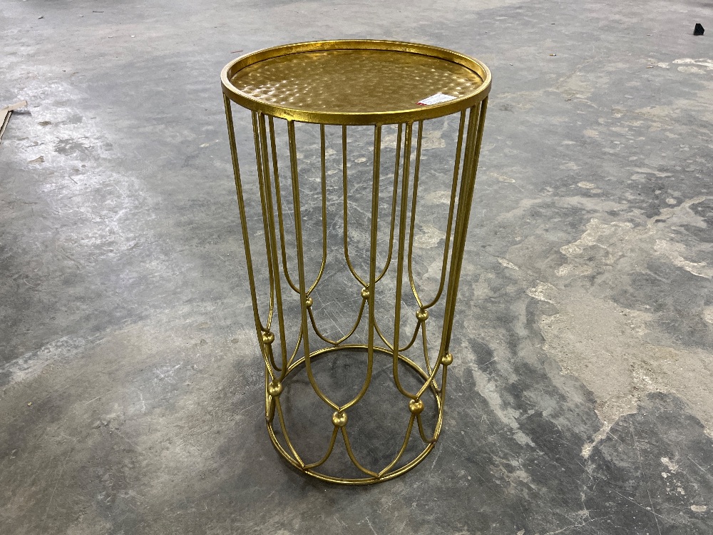 Top Golden Iron Stand Round Side Table / Meja Sisi Bulat Stand Besi ...
