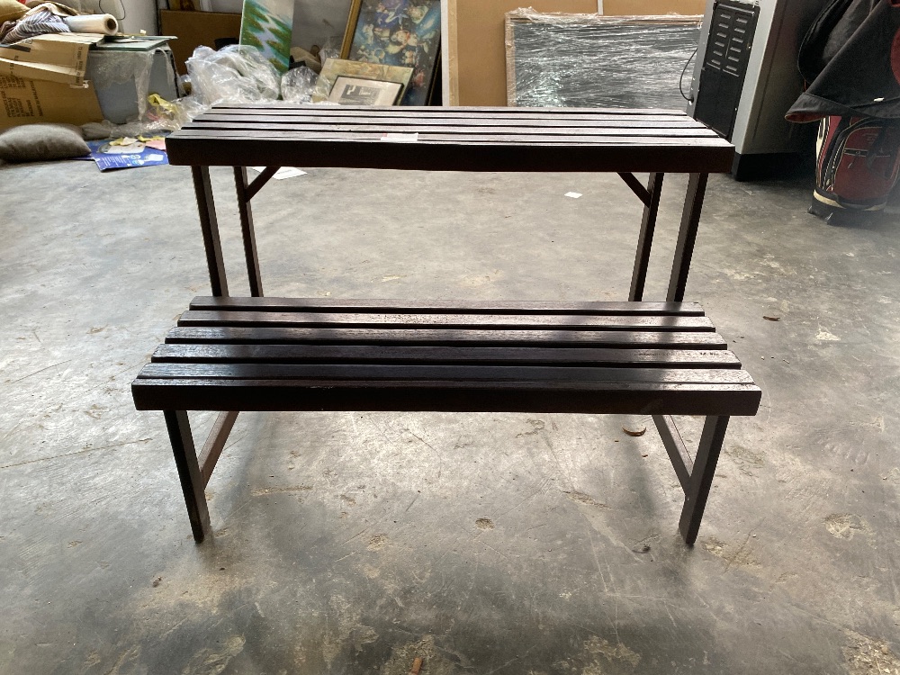 Wooden 2-tier Bench Dark Brown Colour / Bangku Kayu 2 tingkat Warna ...