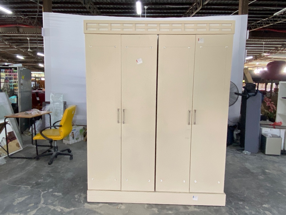 Modern Classical Design Wooden 4-door Wardrobe White Colour / Almari ...
