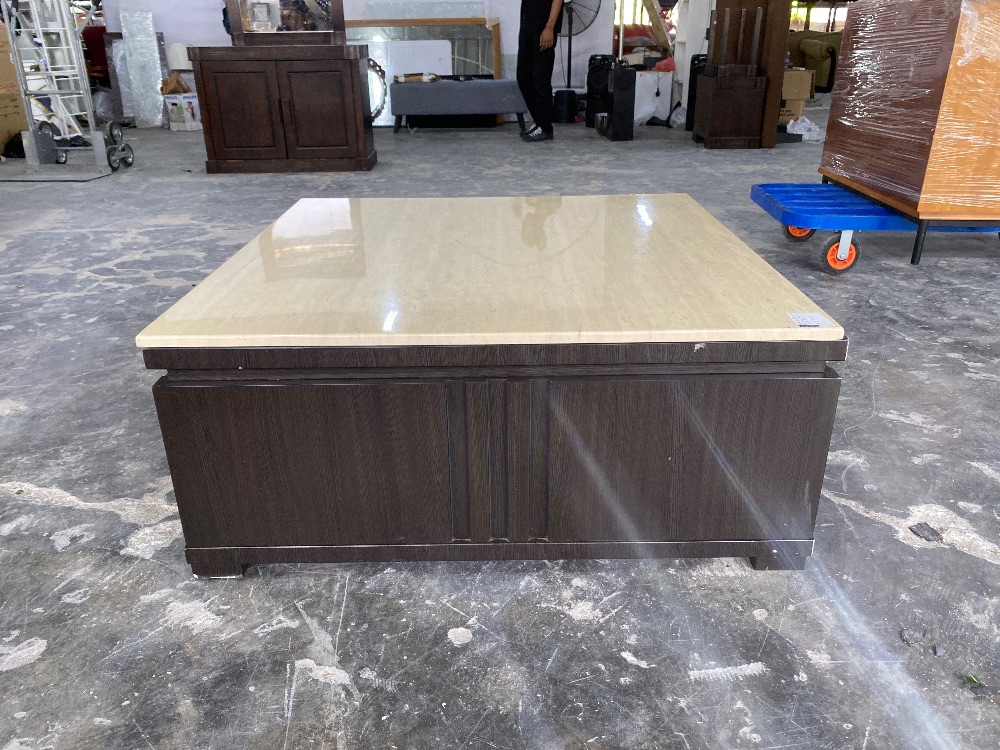 Marble Top Wooden Coffee Table / Meja Kopi Kayu Atas Marmar - Unearth Store