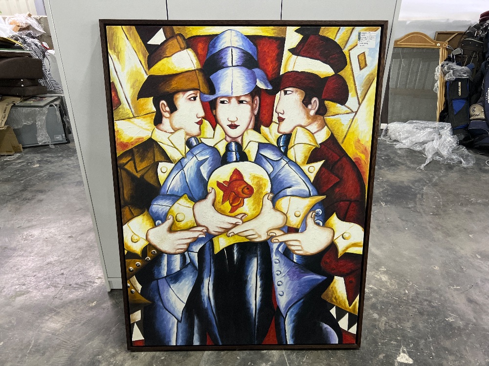 Men and Fish Painting Wall Frame Decoration / Hiasan Bingkai Dinding ...