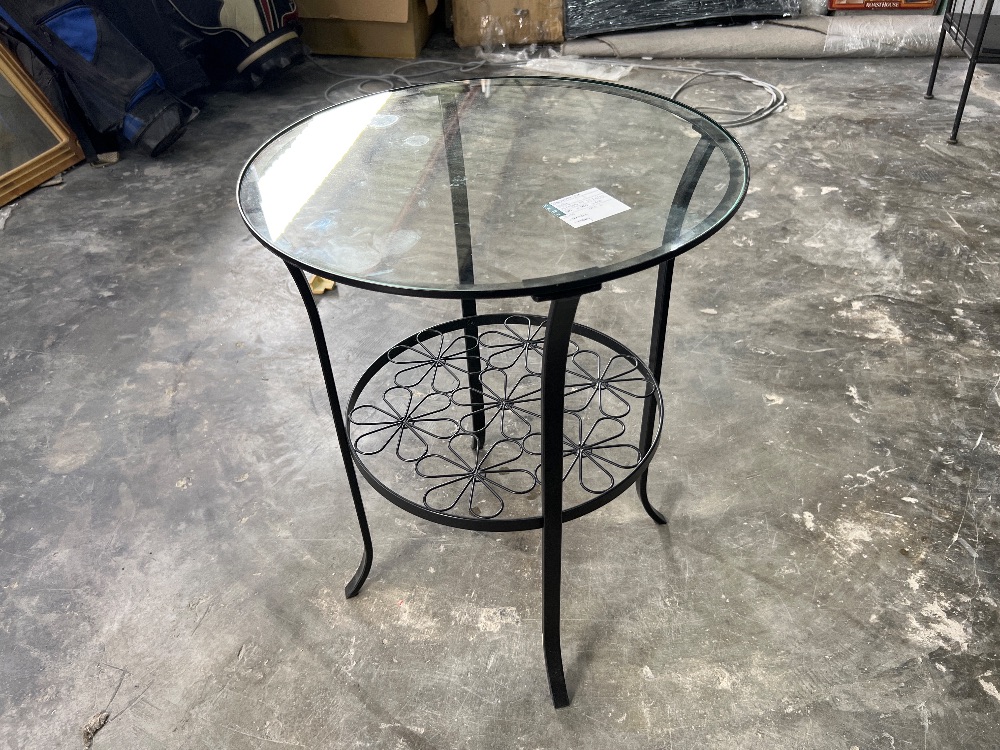 Glass Top Metal Frame Round Side Table Black Colour / Bingkai Logam ...