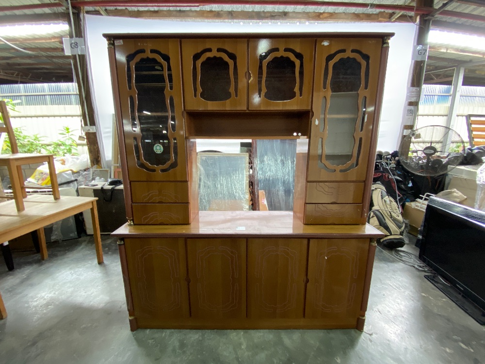 Wooden Display Cabinet with Storage Units / Kabinet Paparan Kayu dengan ...