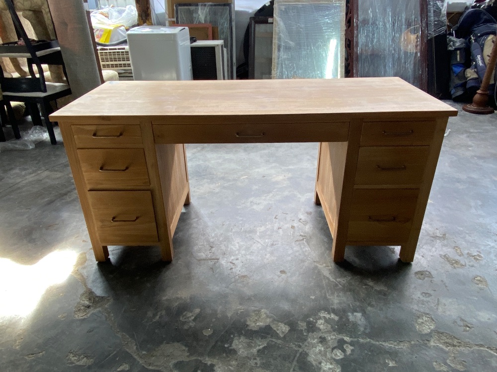 (S)Teak Wood Study Desk with Storage Units / Meja Belajar Kayu Jati ...