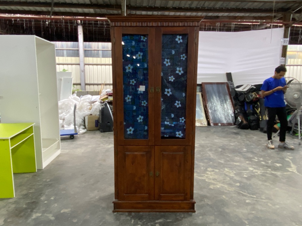 Wooden 2-door Flower Design Wardrobe / Almari Pakaian Rekaan Bunga 2 ...