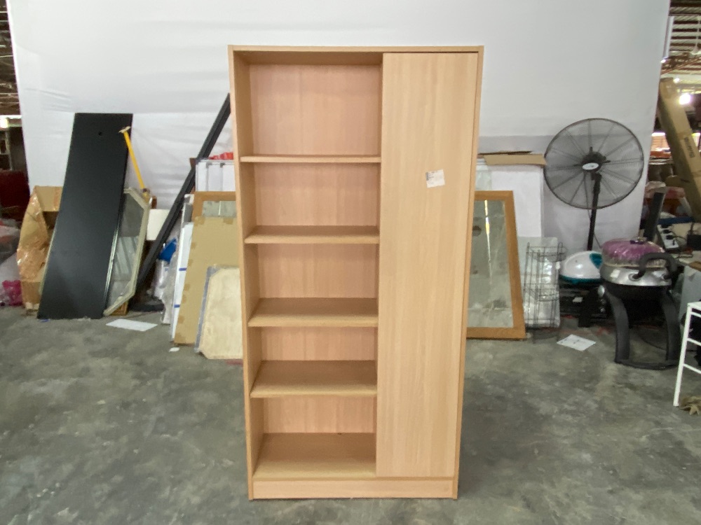 Full Height Wooden Bookcase Neutral Colour / Rak Buku Kayu Tinggi Penuh ...