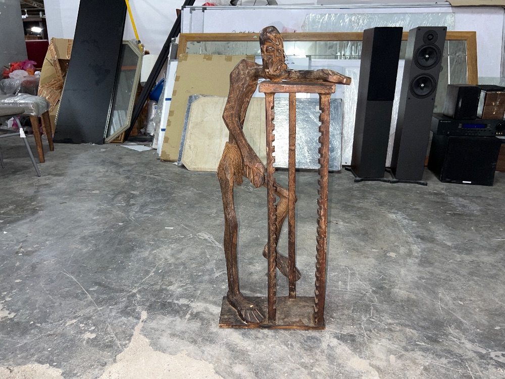 (S)Vintage Large Wooden Statue High Compact CD Rack / Rak CD Padat ...