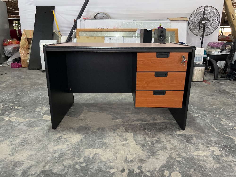 Brown Wooden Study Desk With 3 Drawer - Unearth Store