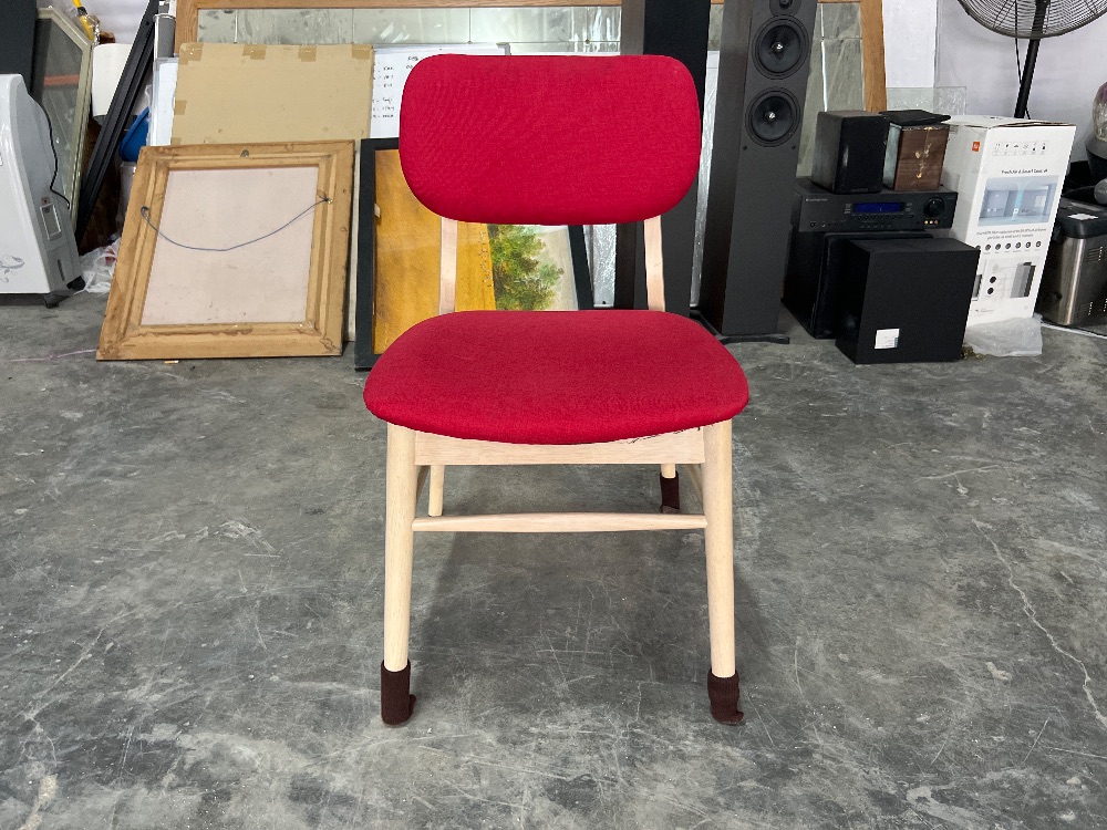 Red Fabric Wooden Frame Dining Chair - Unearth Store
