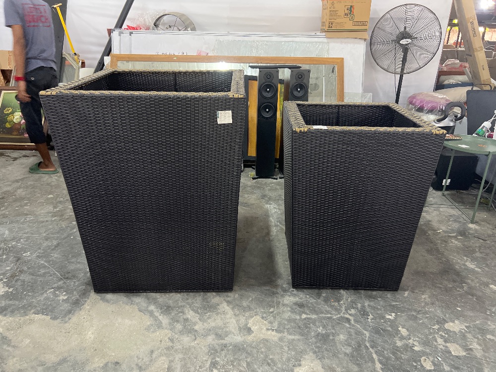 Set of Planter Retangular Shape Rattan Box / Set Kotak Rotan Bentuk ...