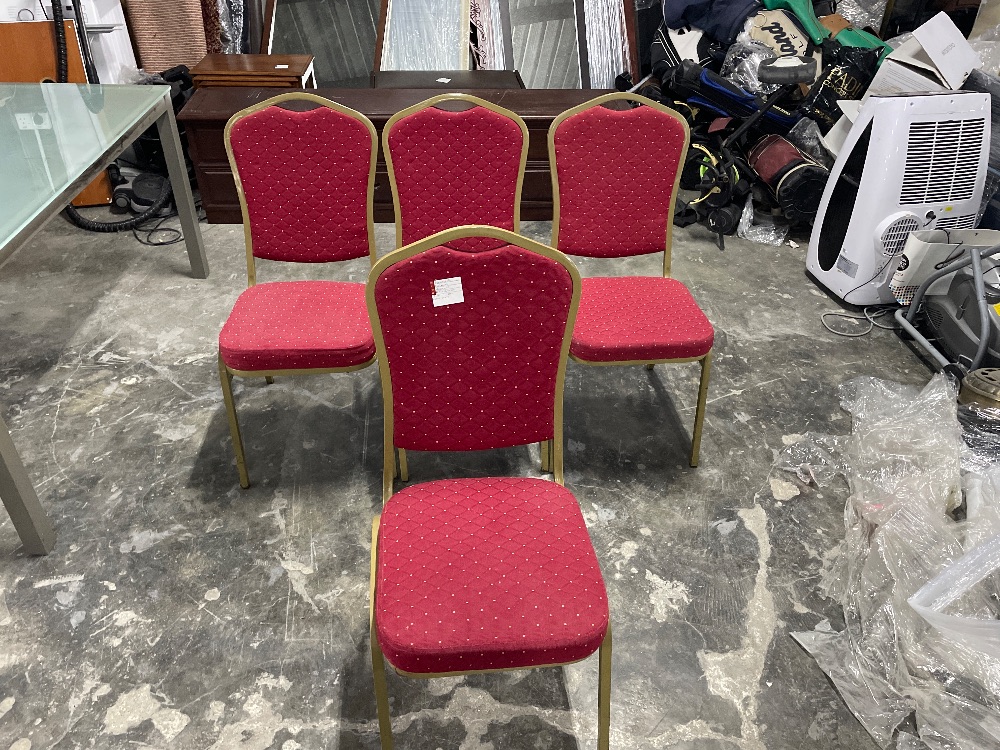 Metal Frame Red Fabric Dining Chair / Kerusi Makan Kain Merah Bingkai ...