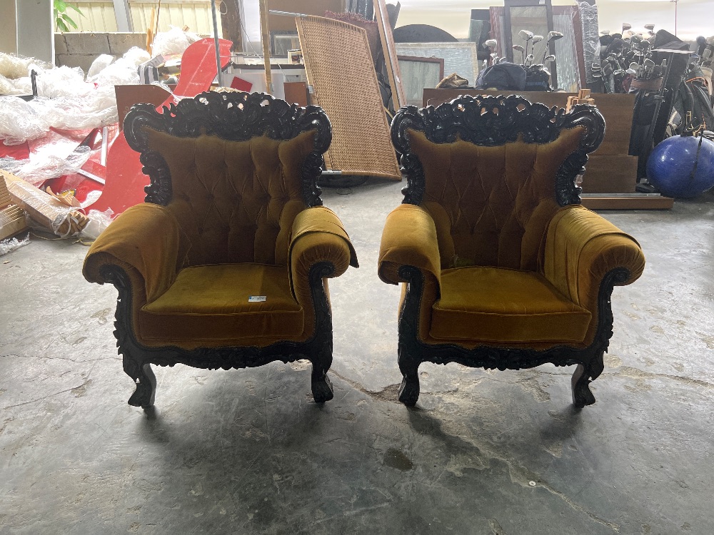 Teak Wood Wing Chair Orange Colour / Kerusi Sayap Kayu Jati Warna ...