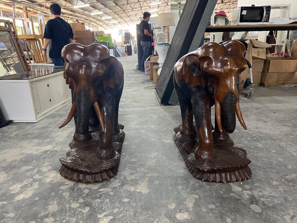 (S)Wooden Elephant Carved Shape Home Decor / Hiasan Rumah Bentuk Ukiran ...
