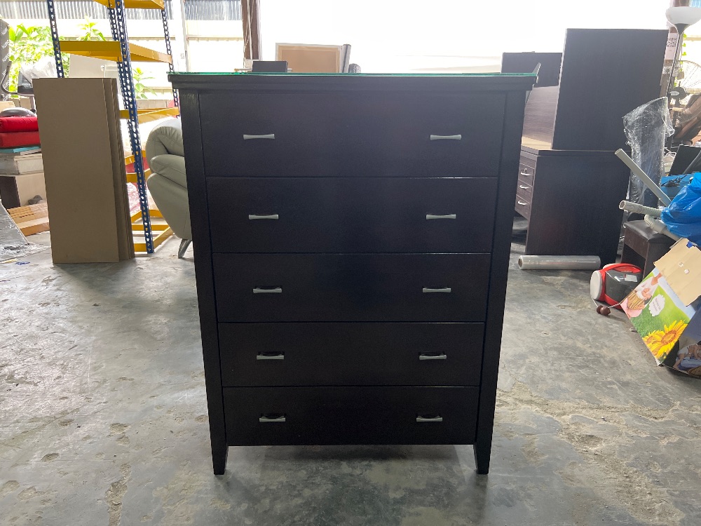 Wooden 5-tier Chest of Drawers Dark Brown Colour / Almari Laci 5 ...