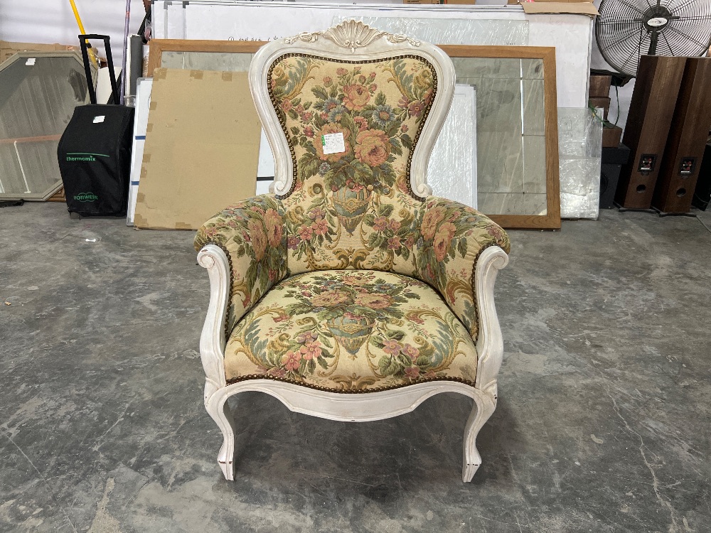 (S)Antique Design Solid Wood Frame Fabric Armchair / Kerusi Berlengan ...