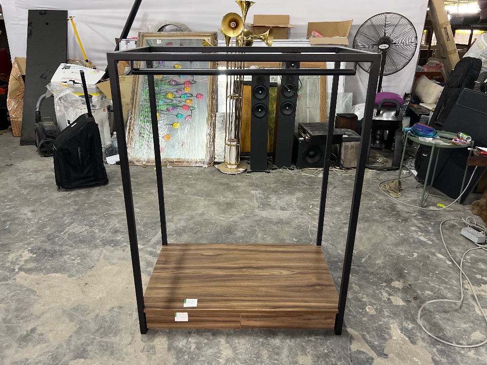 Wooden Cloth Hanging Rack with Drawer Unit / Rak Gantung Kain Kayu ...