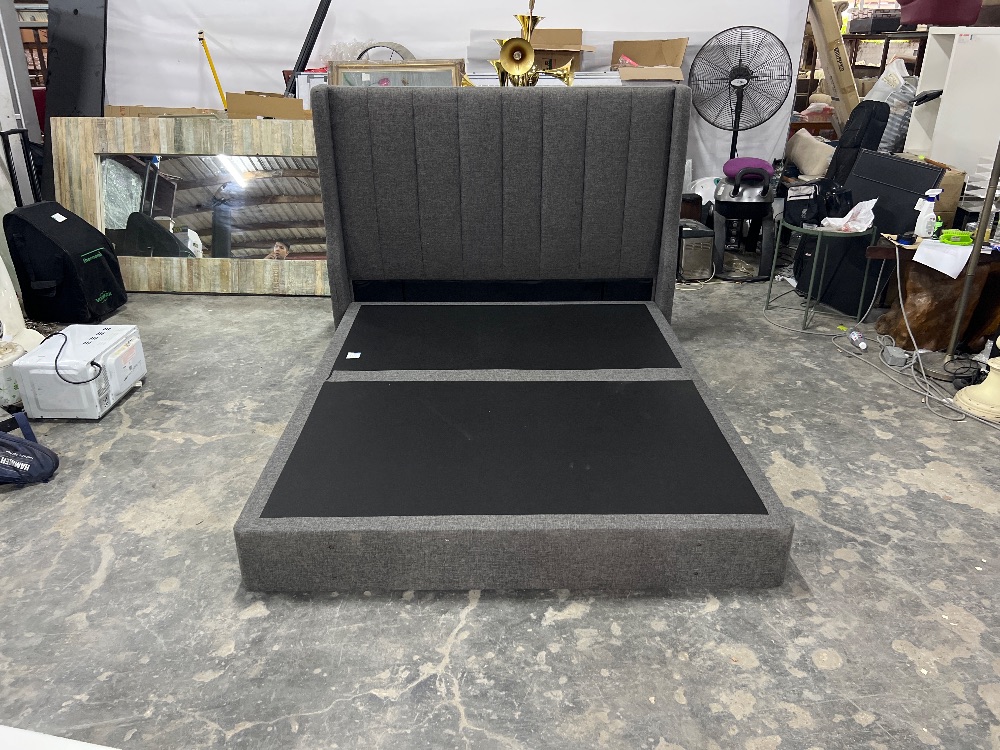 Queen Size Bed Frame with Headboard Grey Colour / Rangka Katil Saiz ...