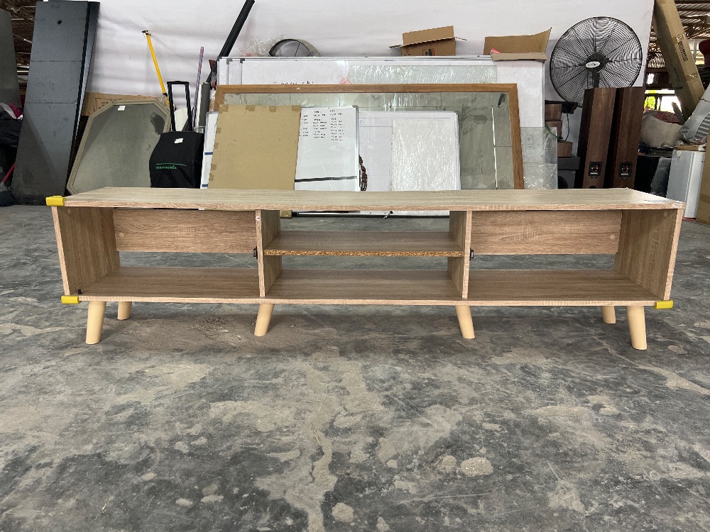 Scandinavian Wooden TV Bench with Hazel Polished / Bangku TV Kayu ...