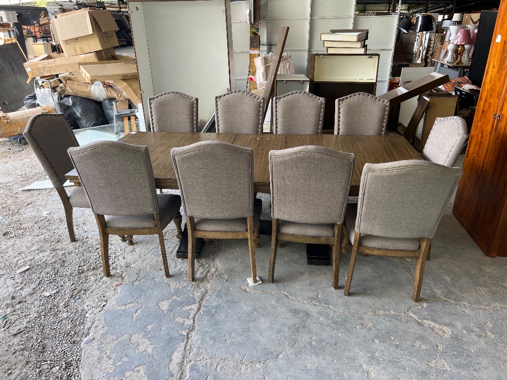 Wooden 10-Seater Dining Table set with (1) / Meja Makan Kayu 10 Tempat ...