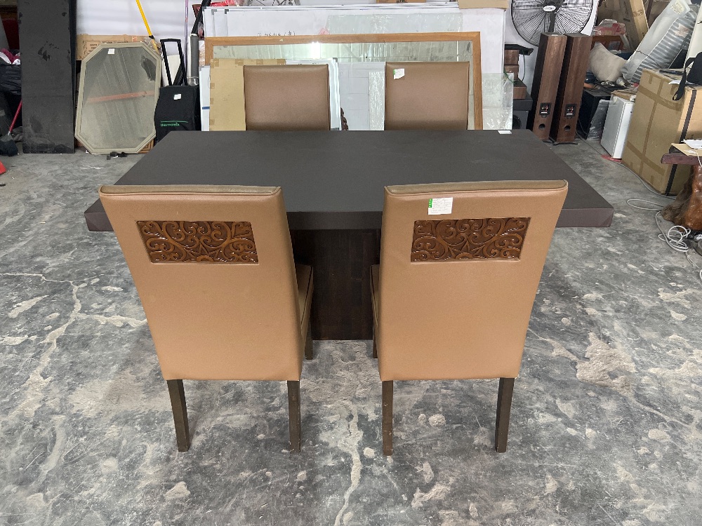 8 Seater PU Black Top Dining Table set with (457) / Meja Makan Atas PU ...