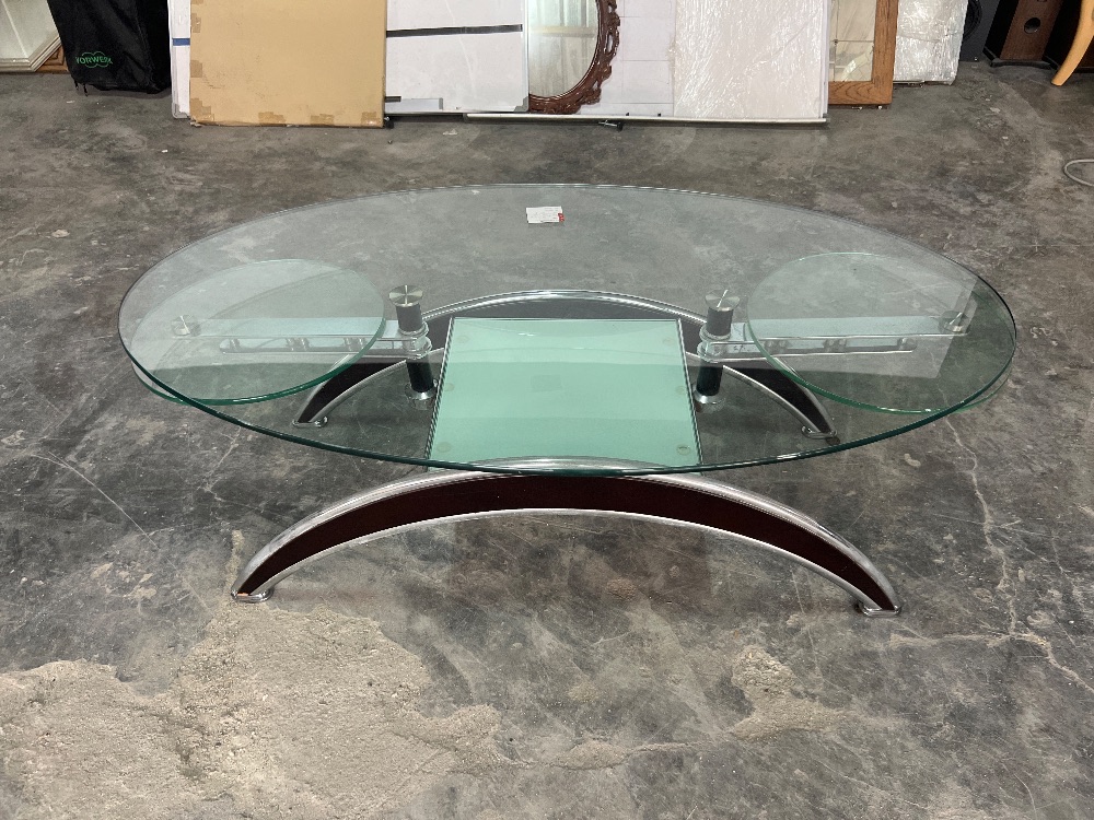 Glass Top Oval Shape Coffee Table / Meja Kopi Bentuk Bujur Kaca Atas ...