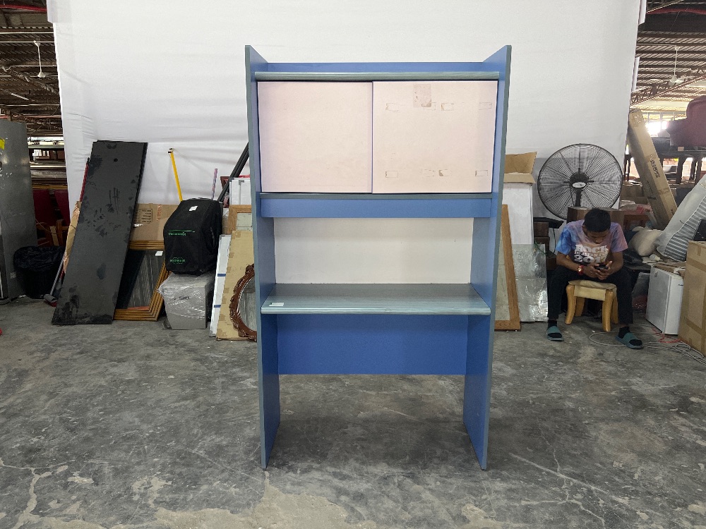 Wooden Study Desk Blue Colour / Meja Belajar Kayu Warna Biru - Unearth ...