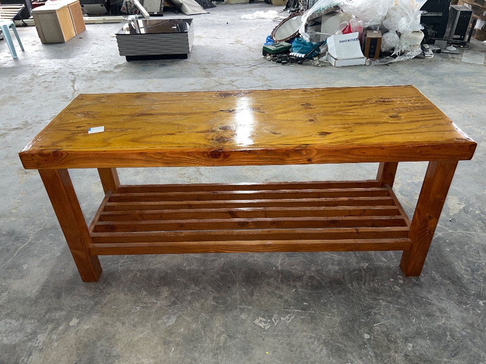 Wide Brown Wooden Side Table / Meja Sisi Kayu Coklat Lebar - Unearth Store