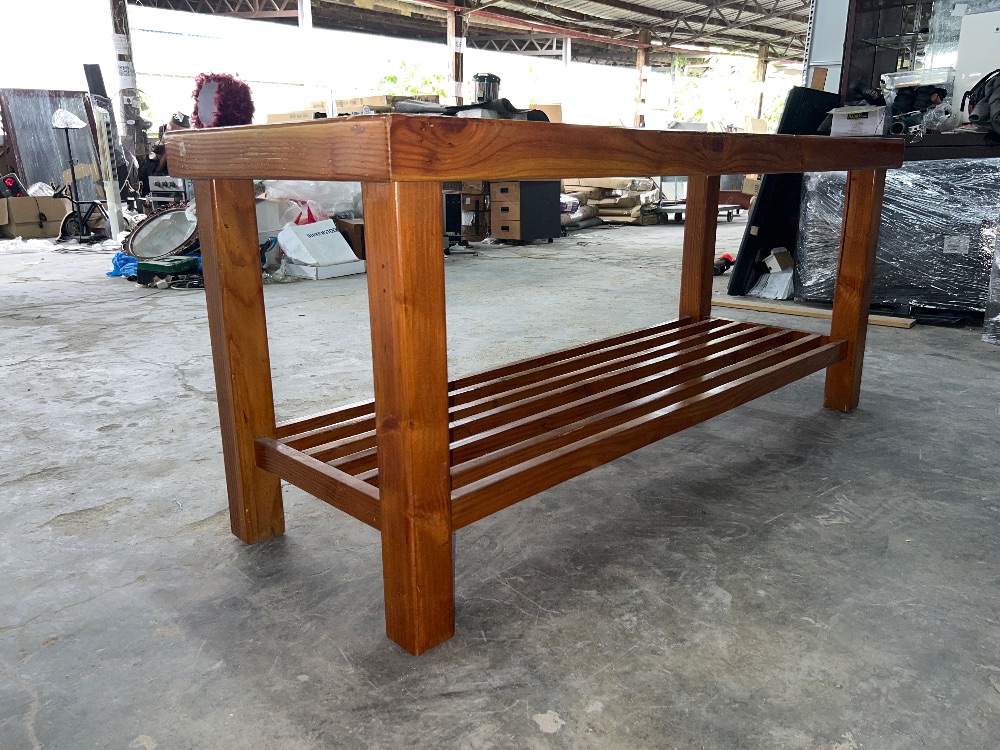 Wide Brown Wooden Side Table / Meja Sisi Kayu Coklat Lebar - Unearth Store