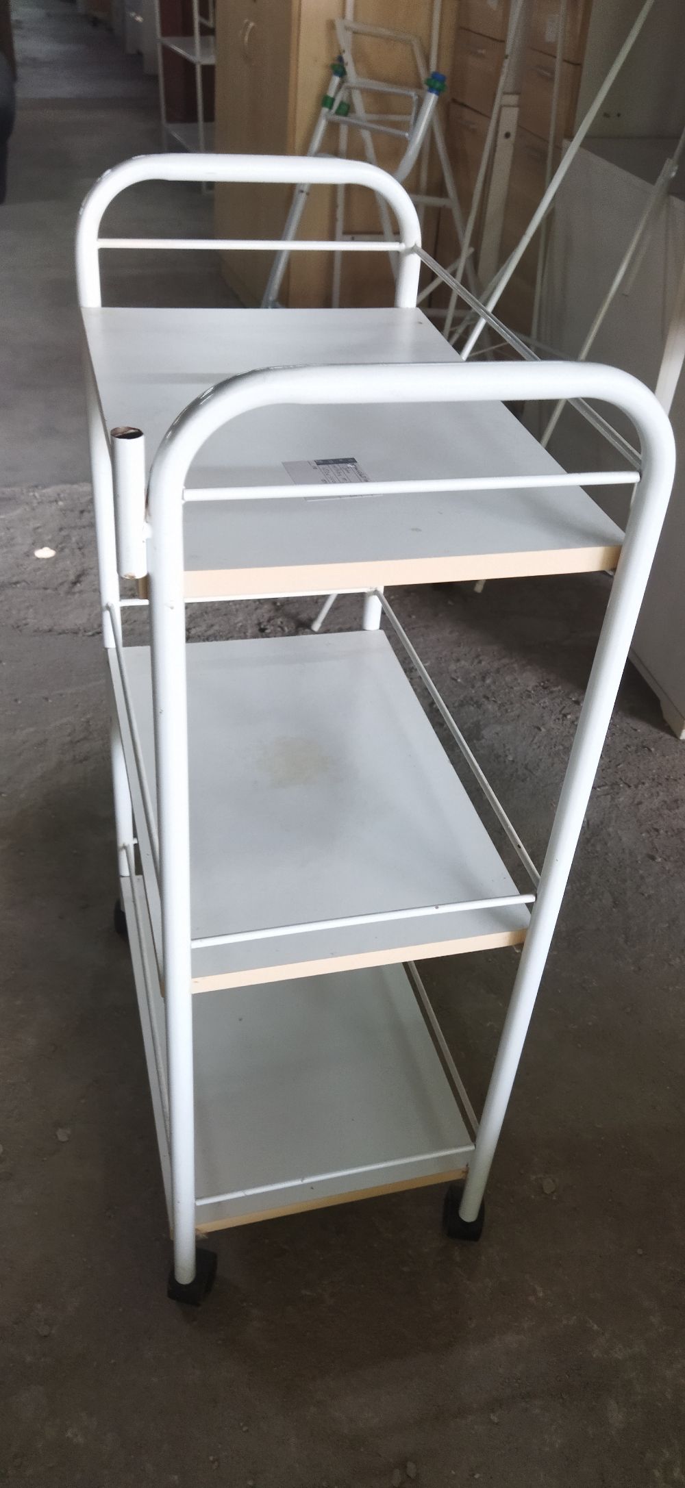 White 3 Tier Metal Frame Trolley / Troli Bingkai Logam 3 Tingkat Putih ...