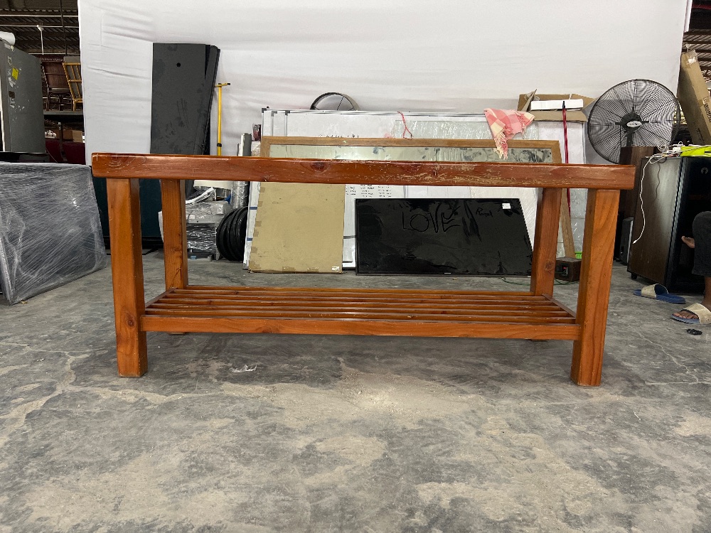 Wide Brown Wooden Side Table / Meja Sisi Kayu Coklat Lebar - Unearth Store