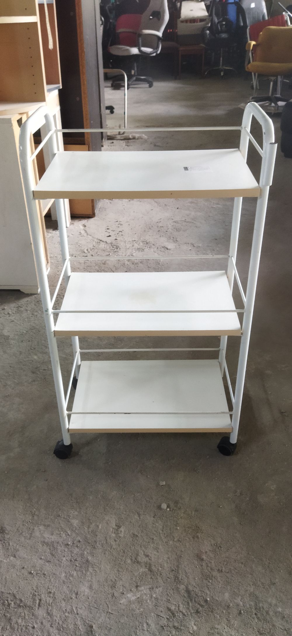 White 3 Tier Metal Frame Trolley / Troli Bingkai Logam 3 Tingkat Putih ...