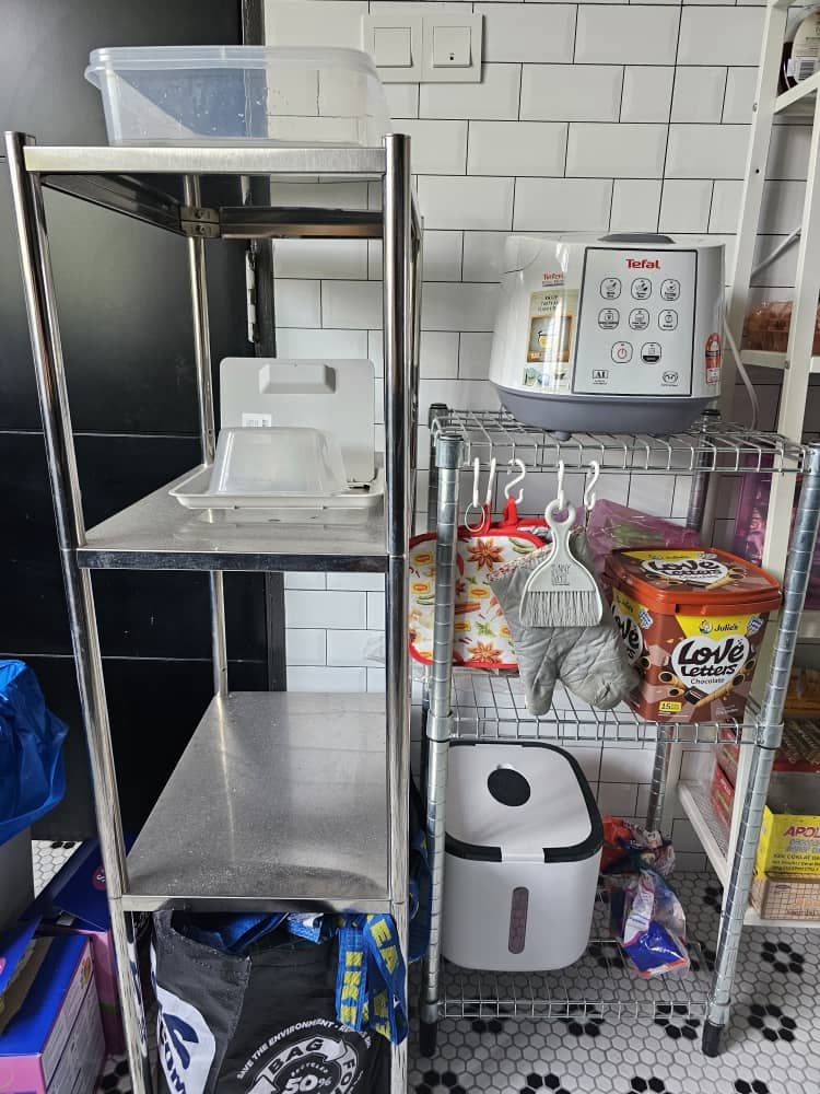 Metal Frame 4-Tier Shelving Unit / Unit Rak 4 Tingkat Rangka Logam ...