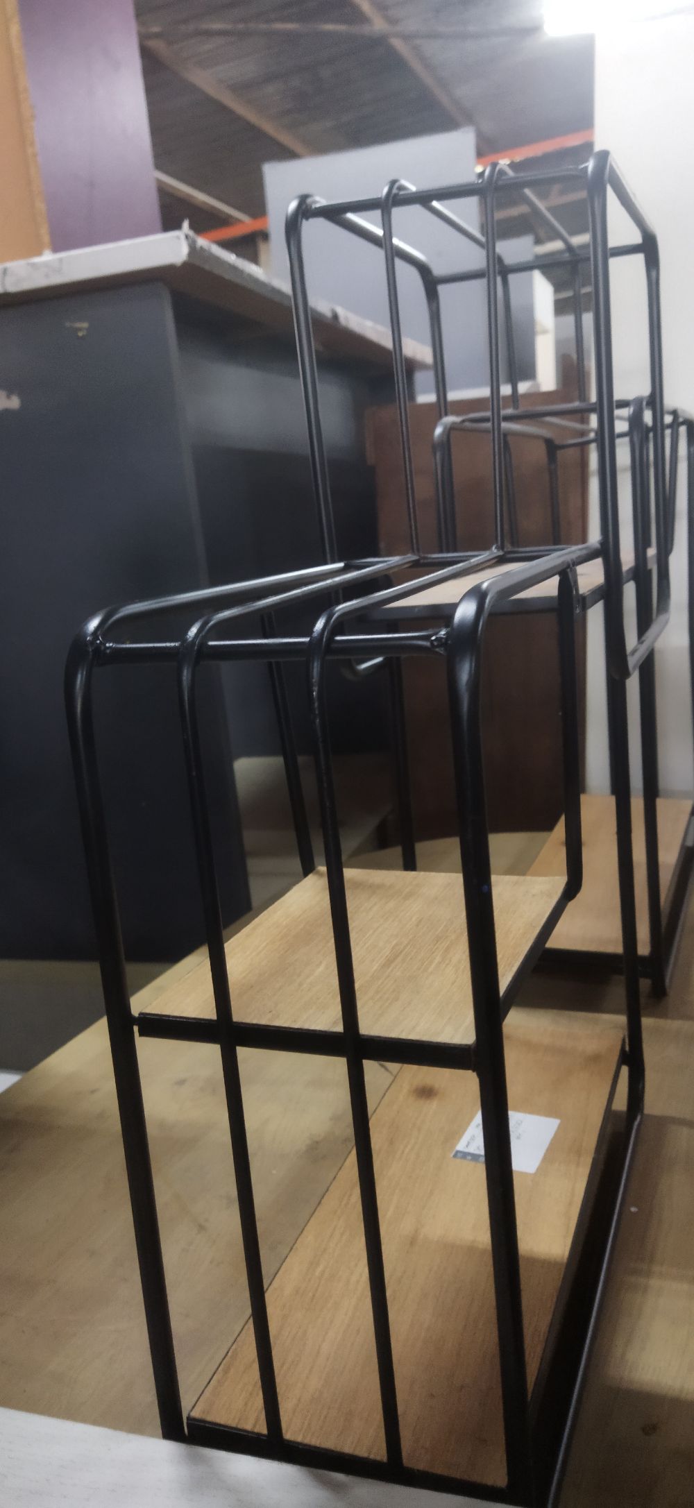 Black Metal With Wooden Platform Wall Mount Shelf / Logam Hitam Dengan ...