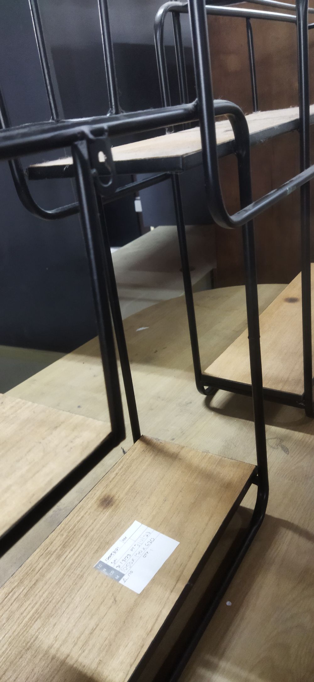 Black Metal With Wooden Platform Wall Mount Shelf / Logam Hitam Dengan ...