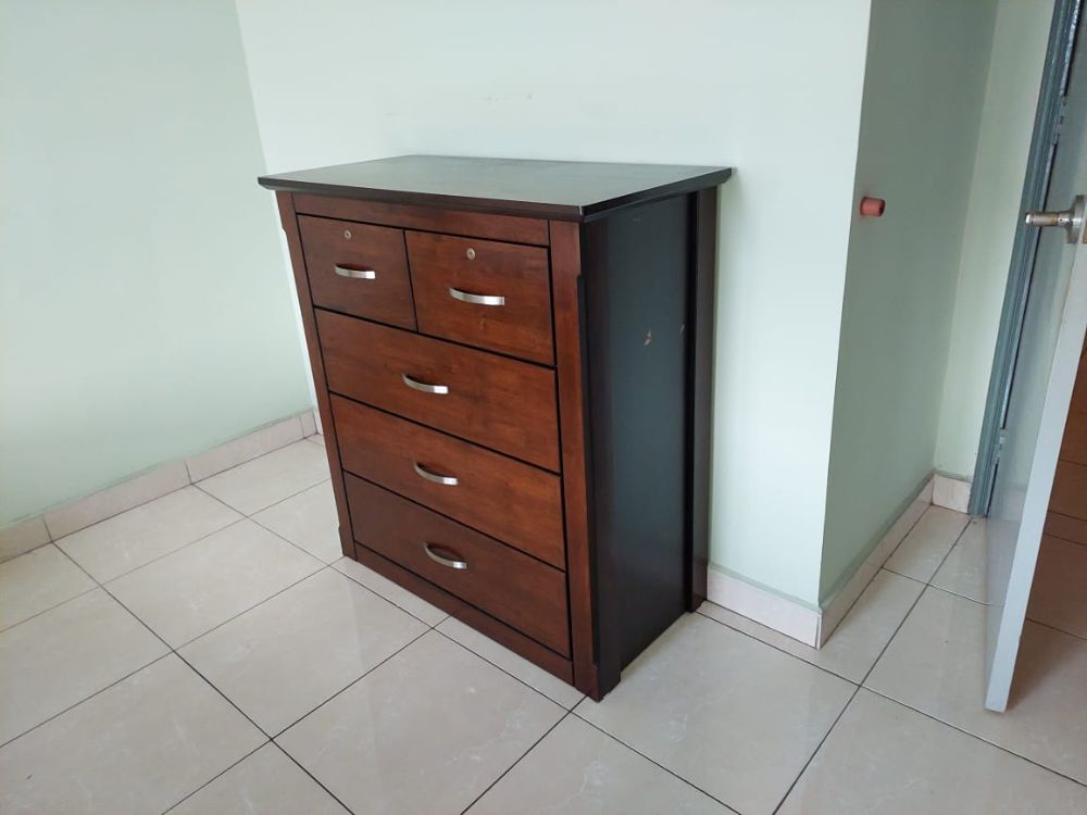 Dark Brown Wooden 4 Tier Chest of Drawer - Unearth Store