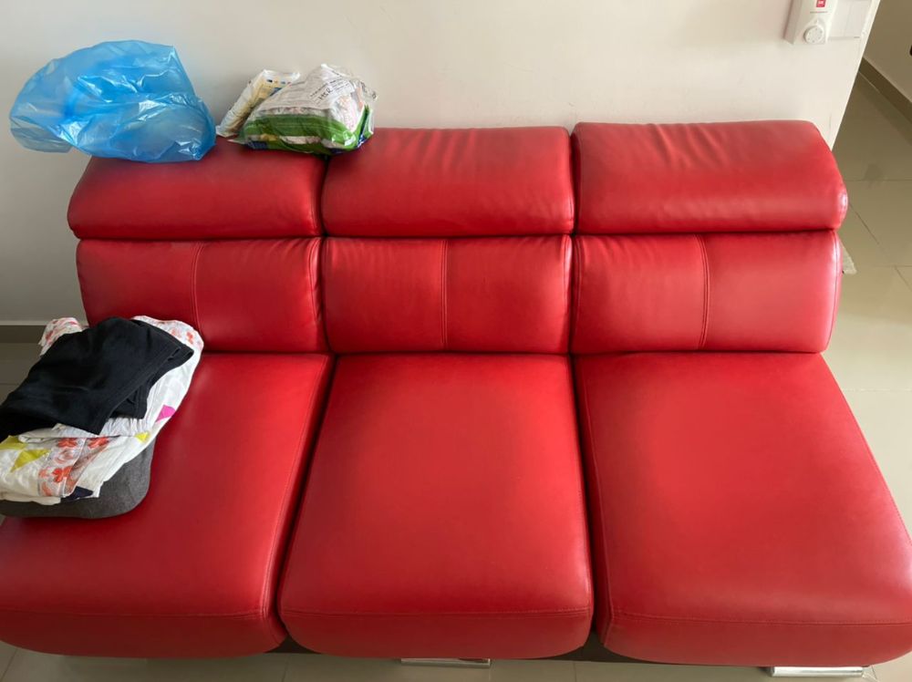 3-Seater Red Lounge Sofas - Unearth Store