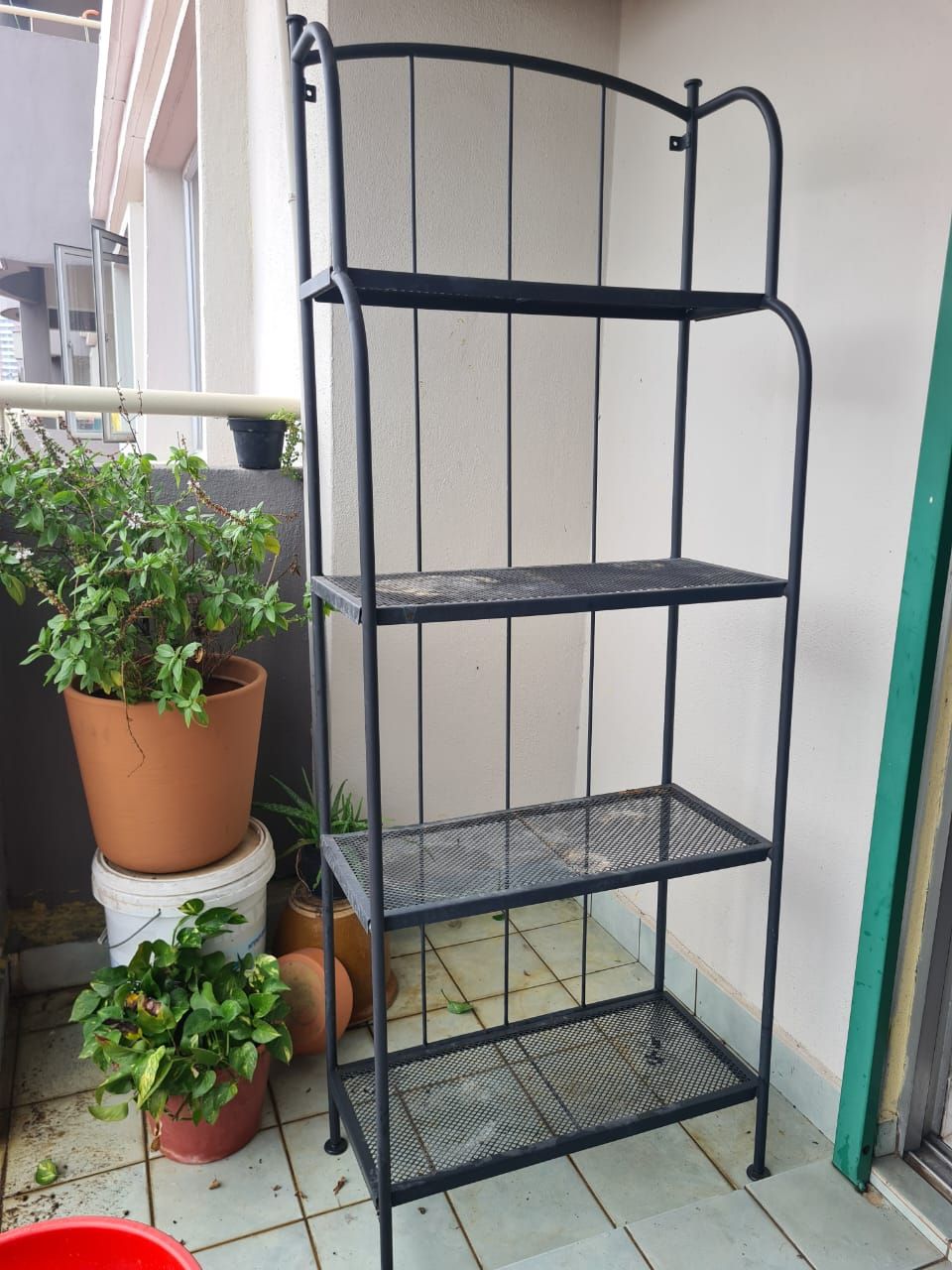 IKEA Outdoor Black Metal Frame 4 Tier Shelving Unit - Unearth Store