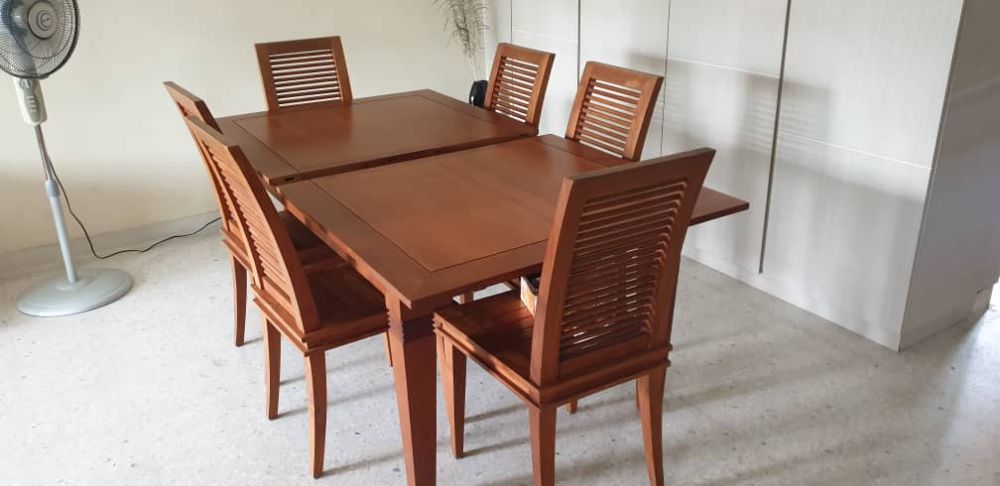 Brown Teak Wood 6-8 Seater Extendable Dining Table - Unearth Store