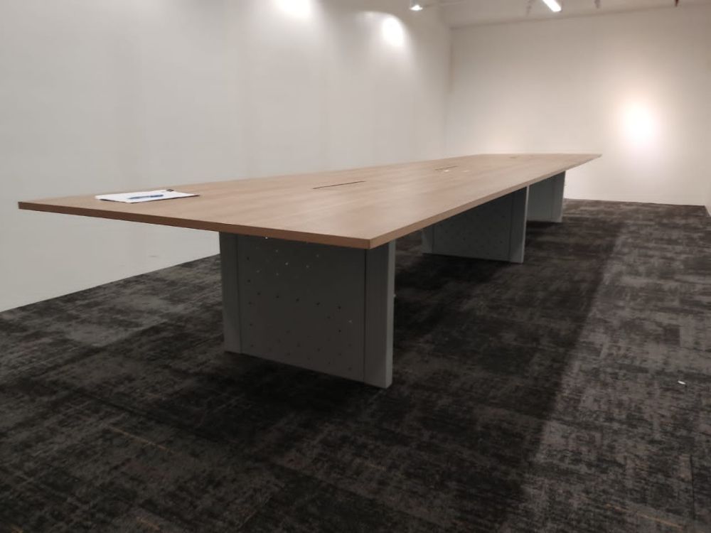 Long Brown Top Conference Table - Unearth Store