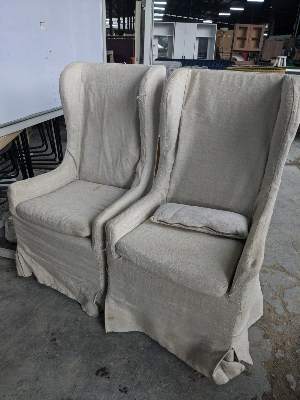 Pure Linen Wingback Dining Chair - Unearth Store