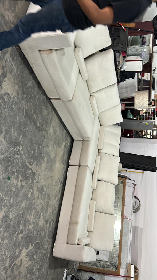 Cream 8 seater L shape sofa - Unearth Store