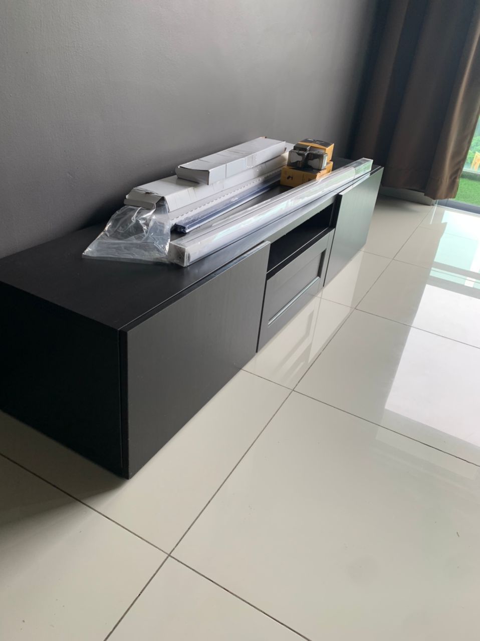 Black Wooden TV Bench Design 1 - Unearth Store